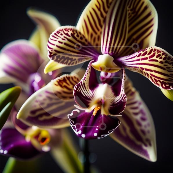 Beautiful Close-up of a Striped Orchid in Full Bloom stock photo ...
