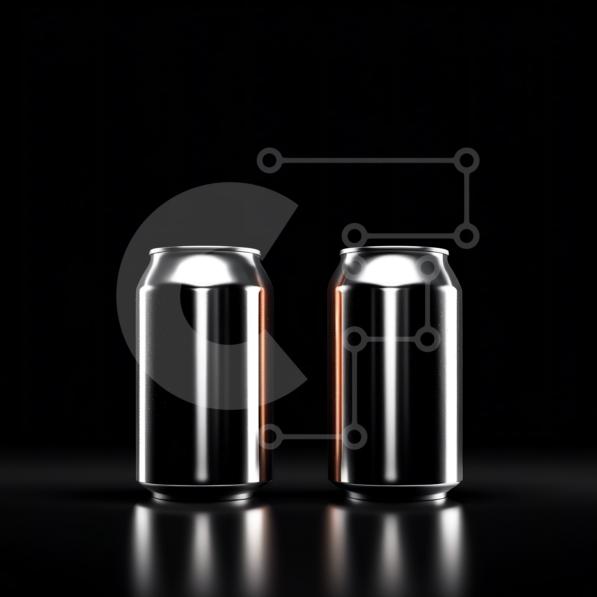 Stylish Image of Two Silver Soda Cans on a Sleek Black Background stock ...