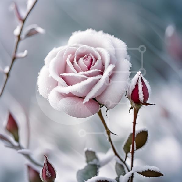 Beautiful Picture of a White Rose Covered in Snow stock photo ...