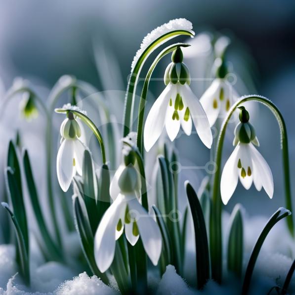 Beautiful Picture of Snowdrops in the Snow stock photo | Creative Fabrica