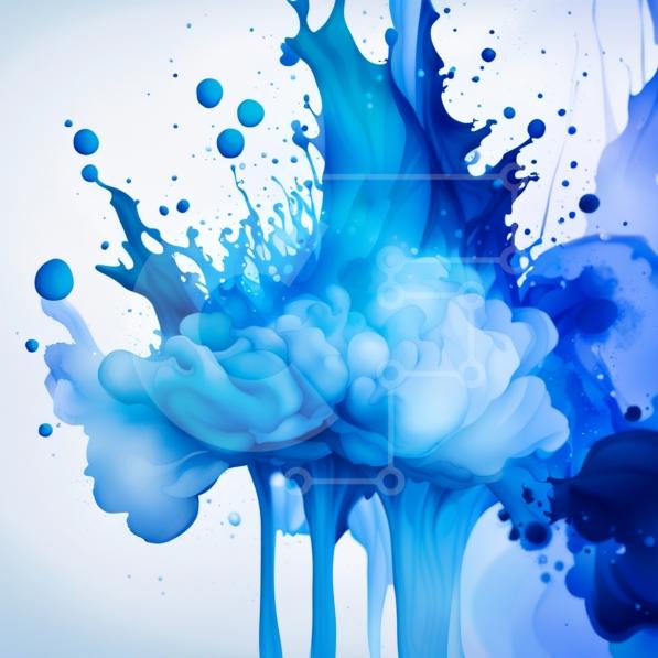 Beautiful Abstract Blue Ink Splash on a Clean White Background stock ...
