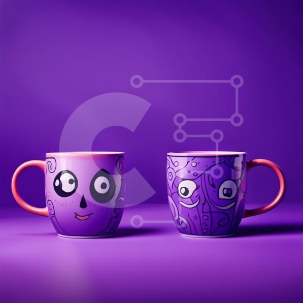 Colorful Cartoon Character Mugs - Happy and Sad stock photo | Creative ...