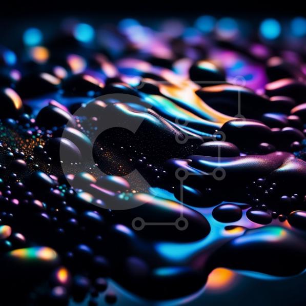 Vibrant and Shiny Colorful Droplets on Dark Surface - Abstract Close-up ...