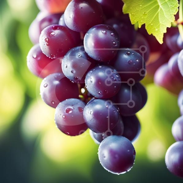 Close-up Picture of Purple Grapes on Vine with Water Droplets stock ...