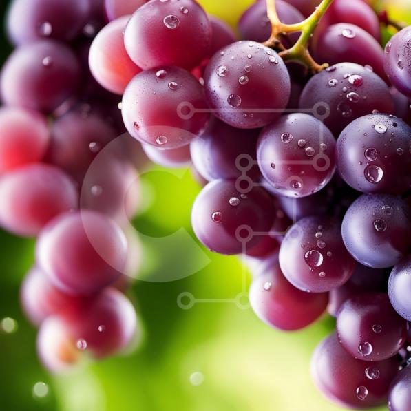 Delicious Picture of Purple Grapes on Vine with Water Droplets stock ...