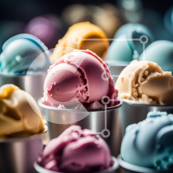 Delicious and Vibrant Ice Cream Cones in Metal Cups stock photo ...