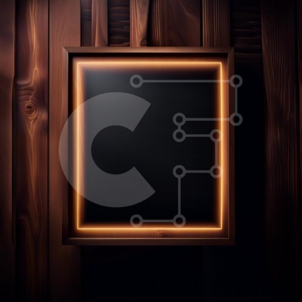 Stylish Wooden Wall with Neon Sign stock photo | Creative Fabrica