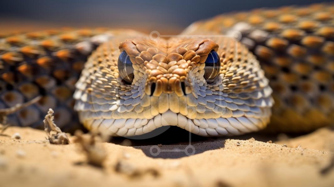 Superbe photo en gros plan de la tête d'un serpent avec un motif brun ...
