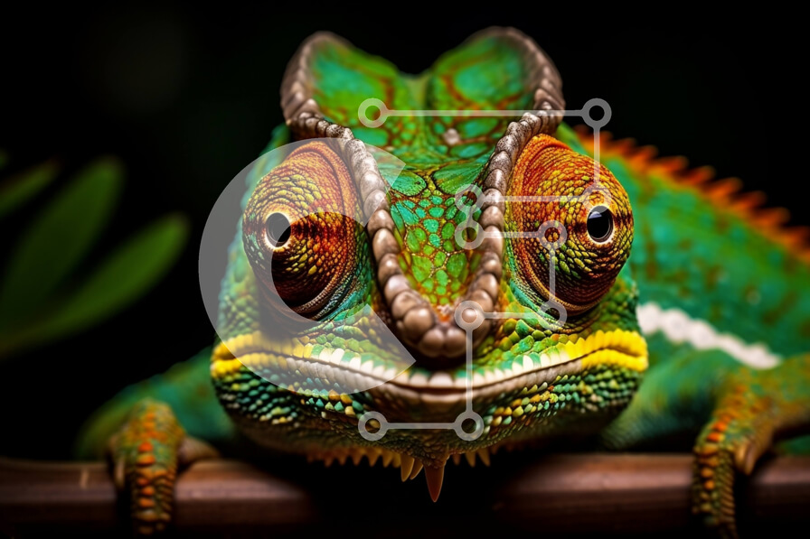 Download Stunning Close-Up Photo of a Chameleon's Face with Vibrant ...