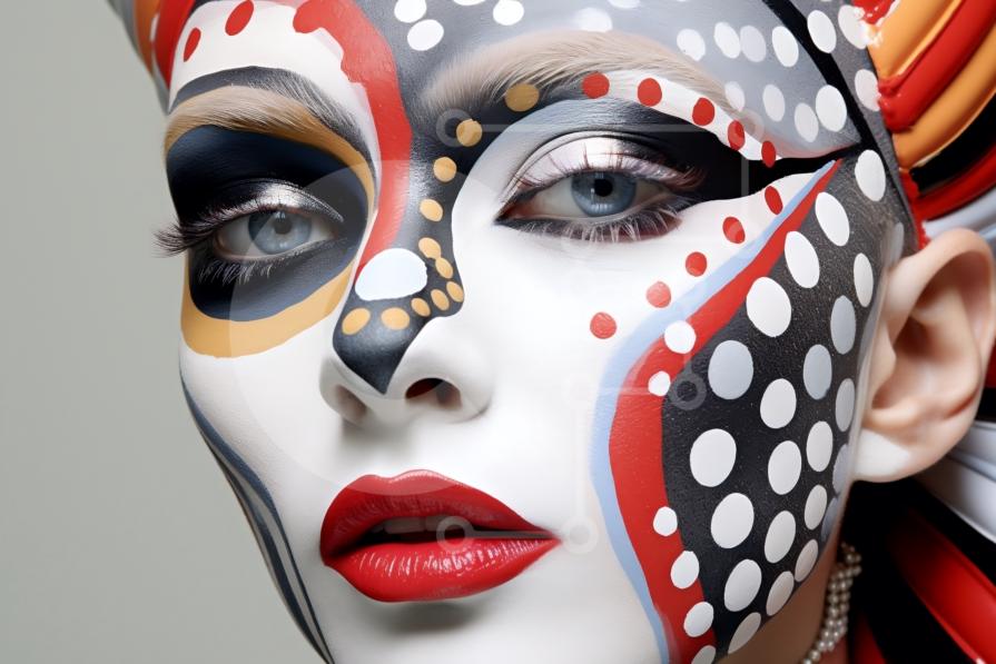 Stunning Image of Woman with Colorful Face Paint stock photo | Creative ...