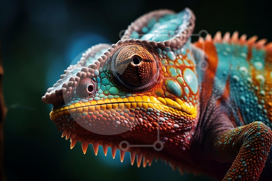 Vibrant Image of a Colorful Chameleon stock photo | Creative Fabrica