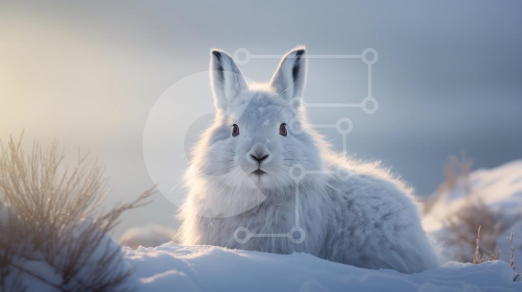 Adorable Picture of a White Rabbit in the Snow stock photo | Creative ...