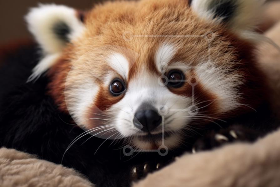 Adorable Picture of a Red Panda Resting on Soft Fur stock photo ...