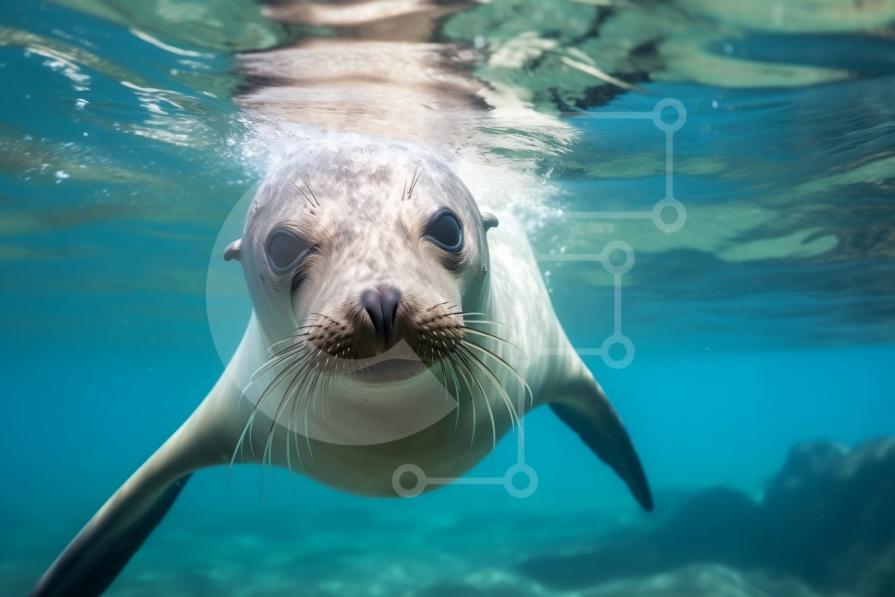 Stunning Close-Up of a Seal's Face Underwater stock photo | Creative ...