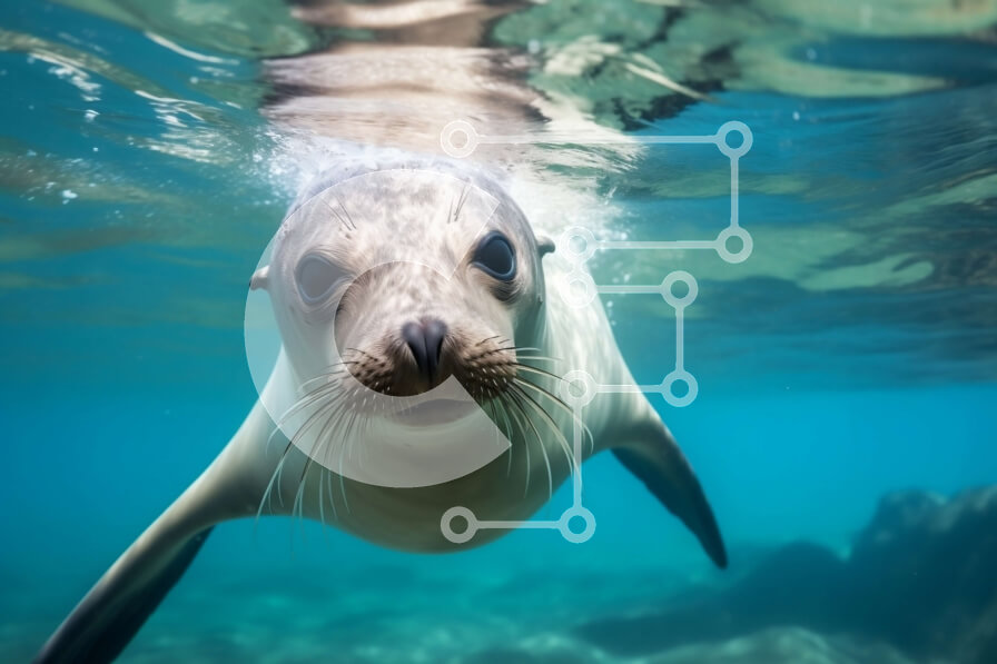 Verbluffende Close-Up van het Gezicht van een Zeehond Onderwater ...