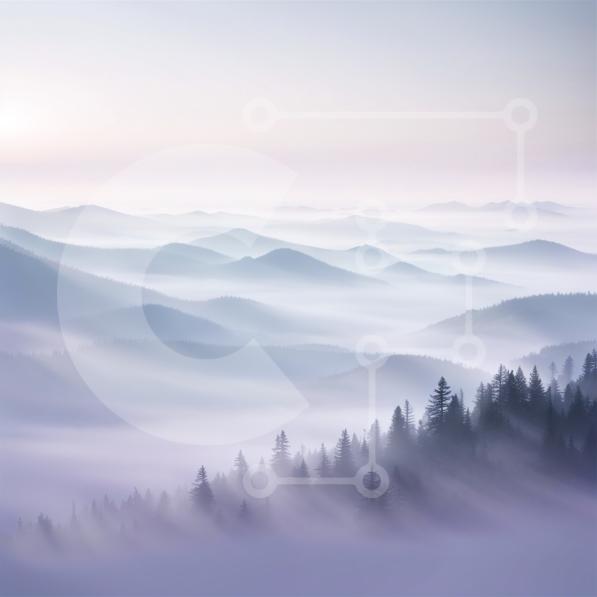 Serene View of Mountain Range Covered in Fog stock photo | Creative Fabrica