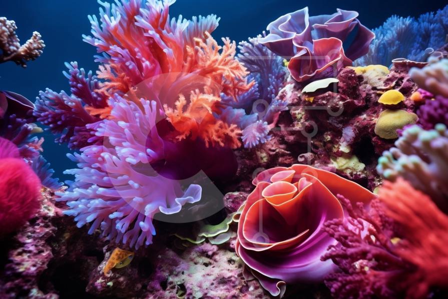 Vibrant Coral Reef with Various Types of Fish stock photo | Creative ...
