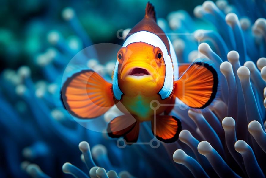 Colorful Clownfish in a Coral Reef stock photo | Creative Fabrica