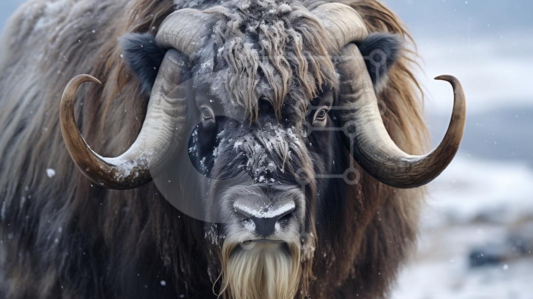 Beautiful Picture of a Yak in the Snow stock photo | Creative Fabrica