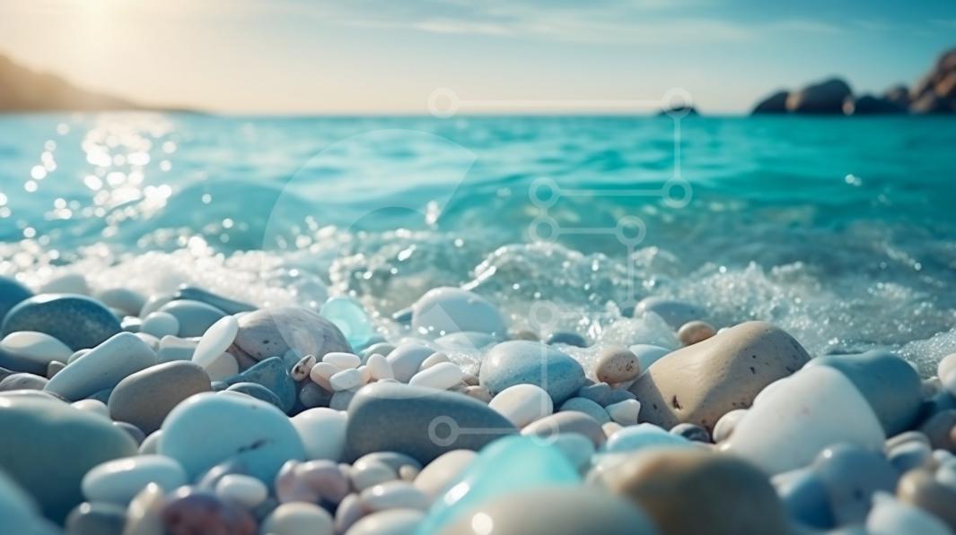 Stunning Picture of a Beach with White and Blue Pebbles stock photo ...