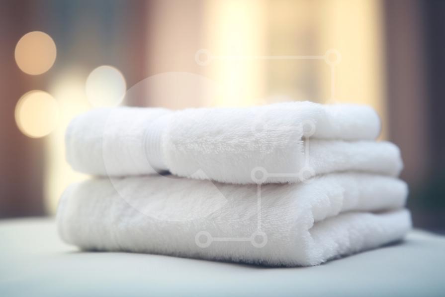 Clean and Fresh Stack of White Towels stock photo | Creative Fabrica