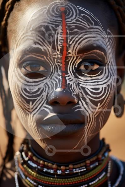 Beautiful Portrait of a Maasai Woman with Traditional Face Painting ...