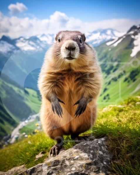 Captivating Image of a Groundhog in its Natural Habitat stock photo ...