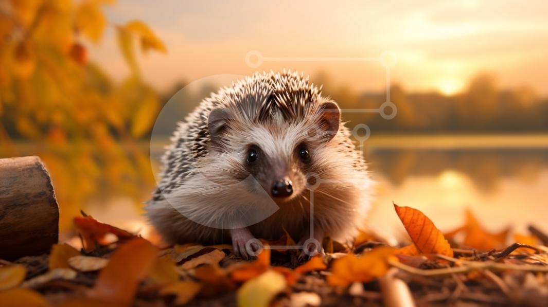 Adorable Picture of a Hedgehog in an Autumn Forest stock photo ...
