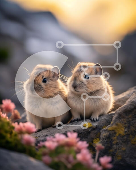 Download Adorable Picture of Two Animals with Pink Flowers Stockphotos ...