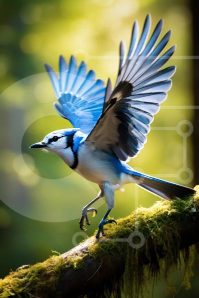 Stunning Picture of a Blue Jay in Flight stock photo | Creative Fabrica