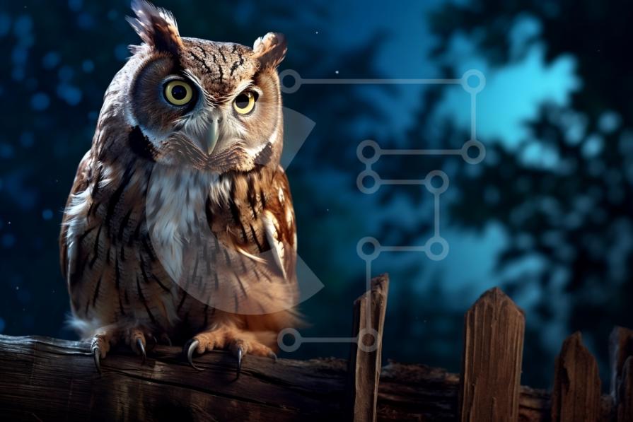 Enchanting Picture of an Owl on a Dark Night stock photo | Creative Fabrica