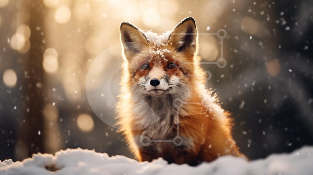 Beautiful Picture of a Red Fox in a Snowy Forest stock photo | Creative ...