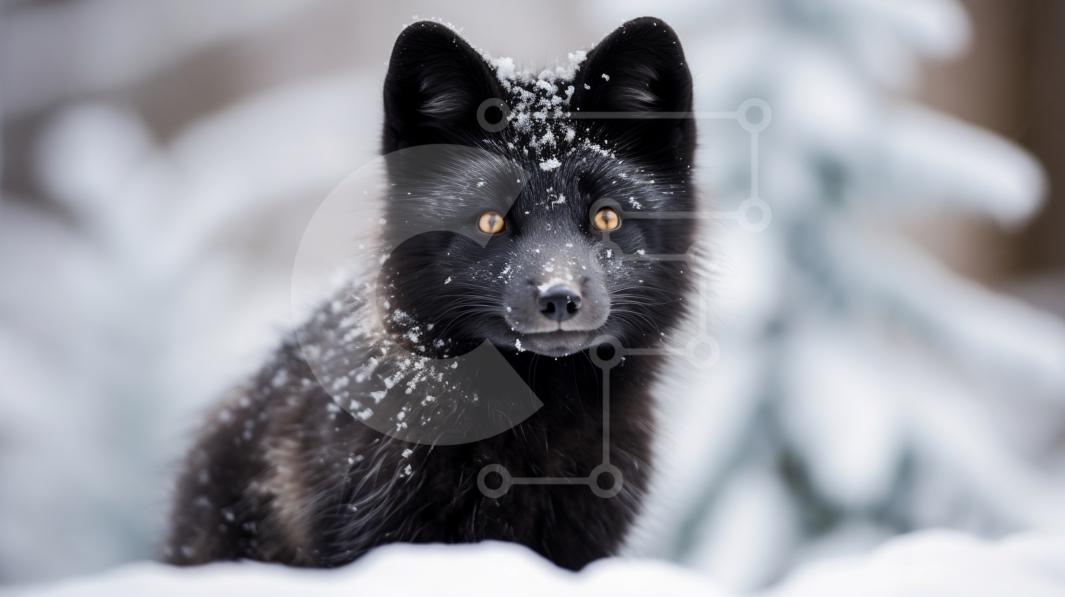 Stunning Photo of a Black Fox in the Winter Landscape stock photo ...