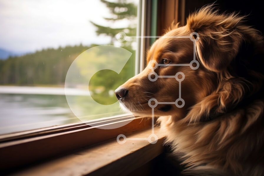 Curioso Perro Golden Retriever Observando el Mundo Exterior fotos de ...