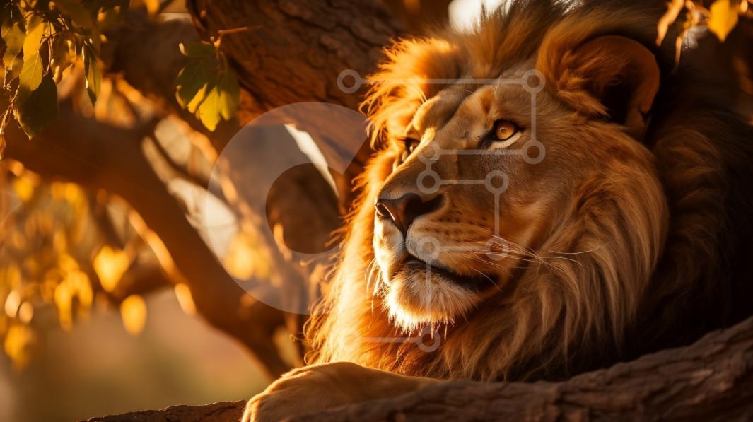 Stunning Picture of a Lion in the Golden Sunset stock photo | Creative ...
