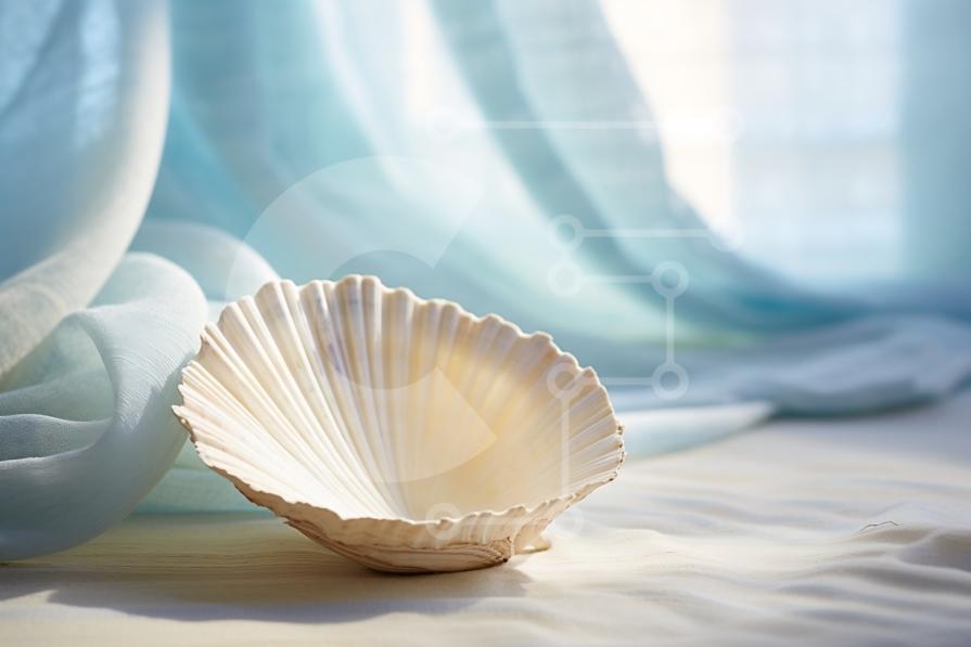 Beautiful Picture of a White Seashell on a Bed Sheet stock photo ...