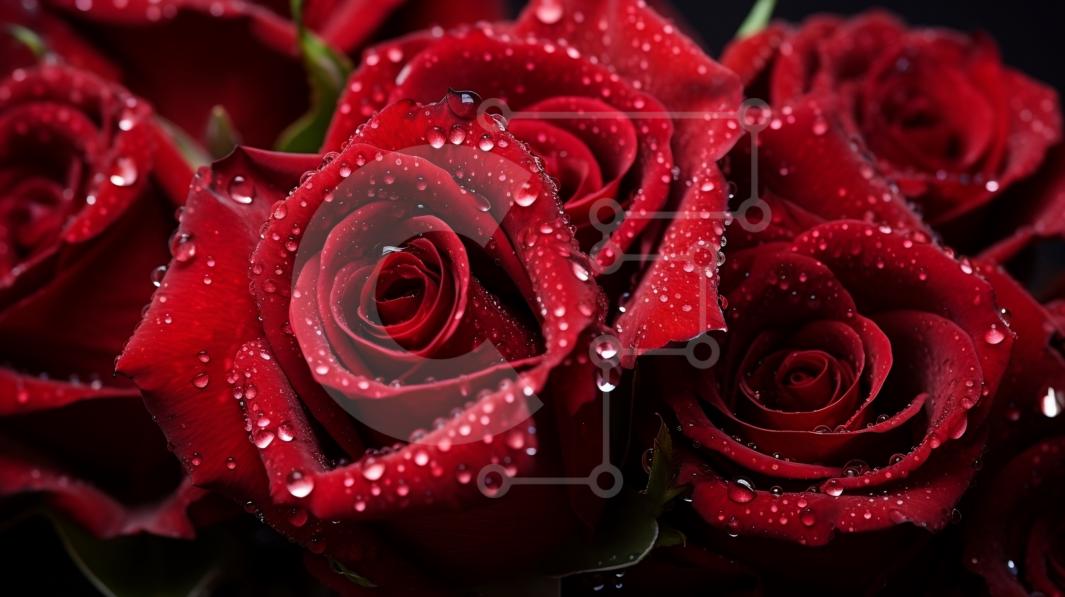 Stunning Close-Up Picture of Red Roses with Water Droplets stock photo ...