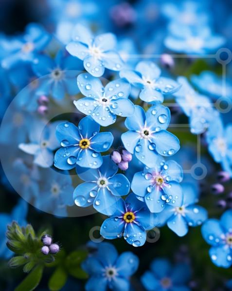 Beautiful Close-up of Blue Flowers with Water Droplets stock photo ...