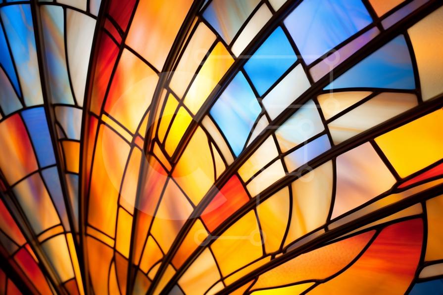 Vibrant Stained Glass Window with Geometric Patterns stock photo ...