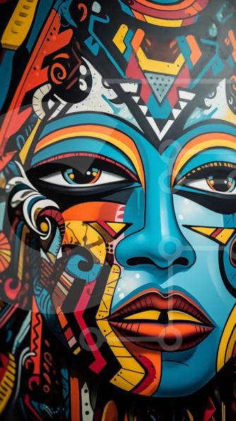 Vibrant and Expressive Abstract Face Artwork stock photo | Creative Fabrica