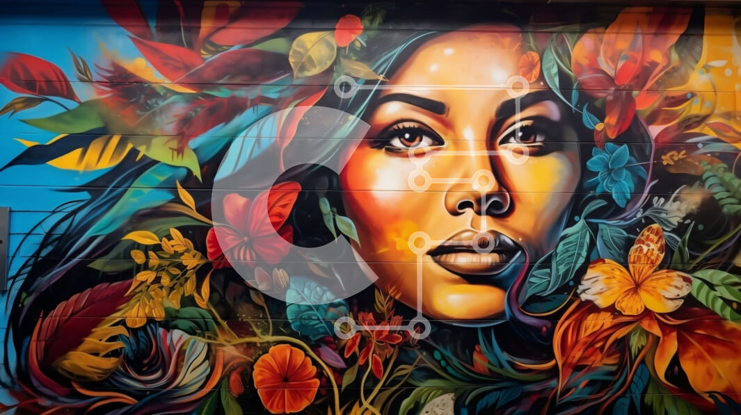 Download Beautiful Street Art Mural of Woman with Flower Crown ...