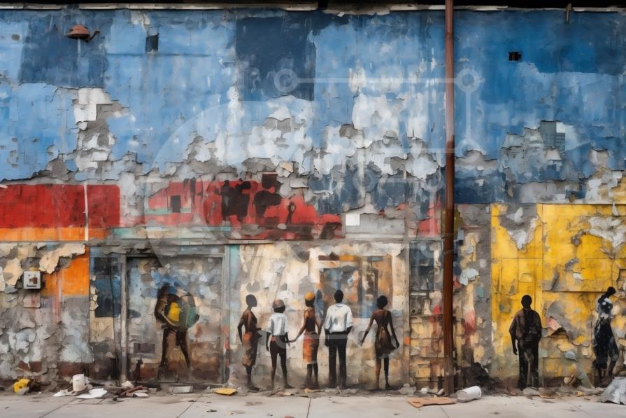 Neglected and Decaying Building with Peeling Paint and Graffiti stock ...