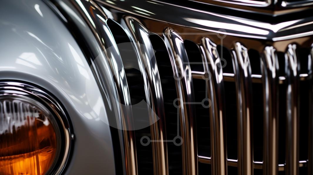 Classic Car Grille and Headlights Close-up stock photo | Creative Fabrica