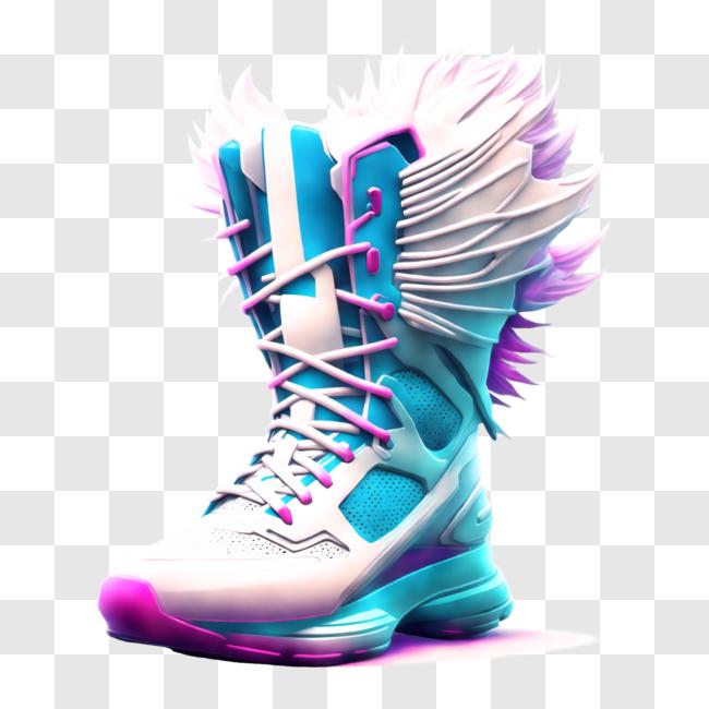Download Futuristic Blue and Purple Shoes with Wing-Like Design PNGs ...