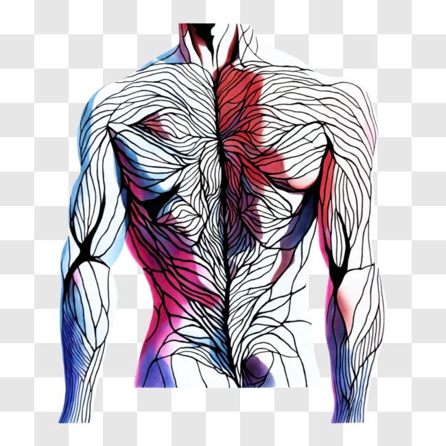 Download Stylized Image of Human Torso Muscles in Pink and Blue PNGs ...