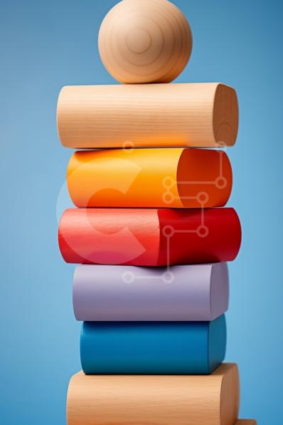 Vibrant Image of Colorful Wooden Blocks Arranged in a Pyramid Shape ...