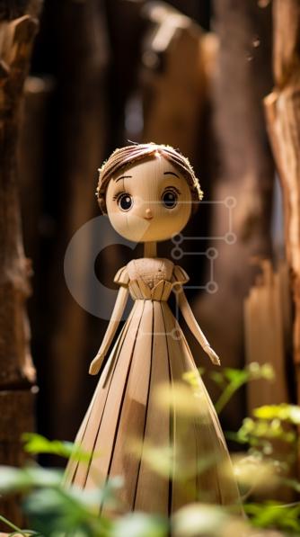 Beautiful Picture of a Wooden Doll in a Serene Forest Setting stock ...