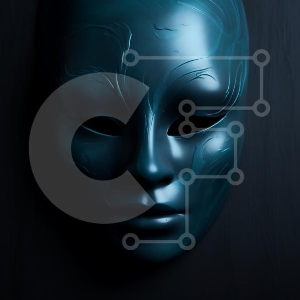 Stylish Blue Mask with Reflective Surface stock photo | Creative Fabrica