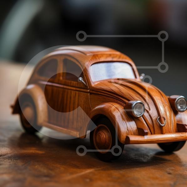 Vintage Wooden Car Model with Sleek Design stock photo | Creative Fabrica