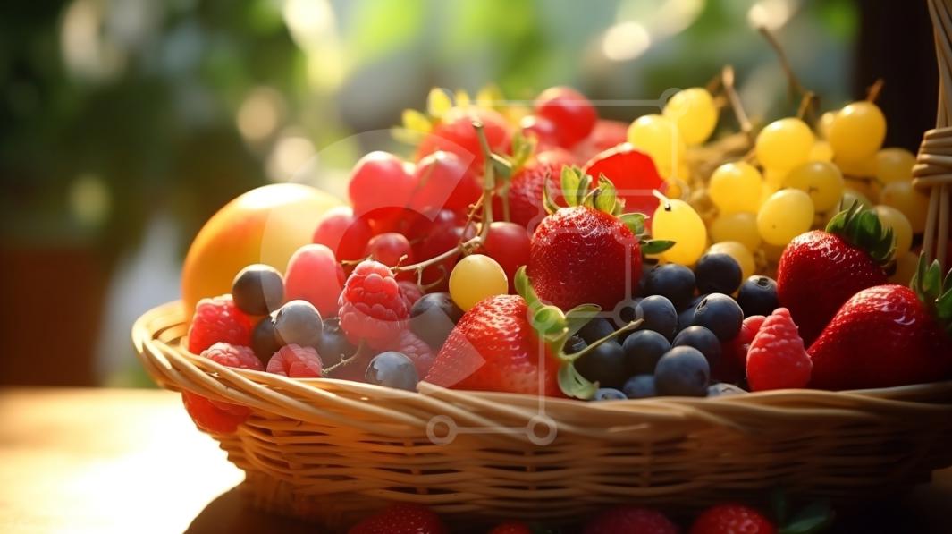 Delicious Fruit Basket Filled with a Variety of Berries and Grapes ...